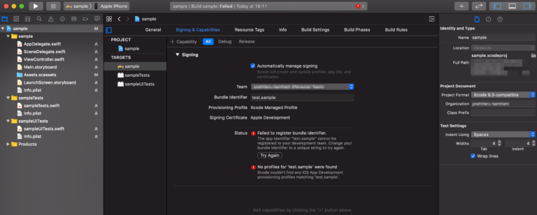 Xcodeの実機(build)エラー”Failed to register bundle identifier.” | kamiblog